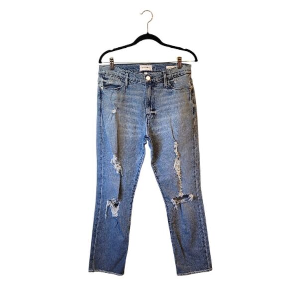 Frame Denim | Jeans | Frame Medium Wash Distressedle High Straight Leg ...